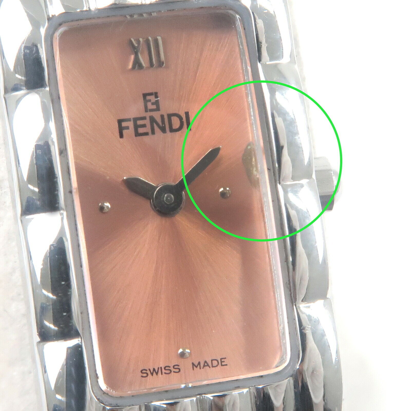 Authentic FENDI Square Wrist Watch Quartz Stainless Steel Orange 660L ...